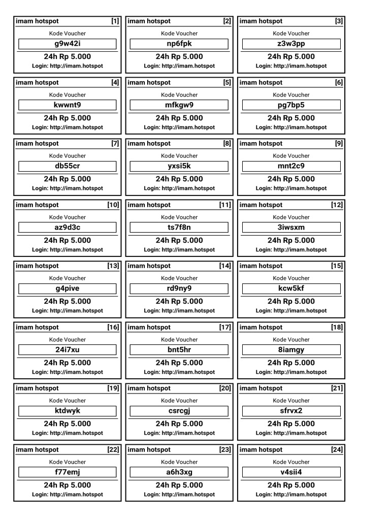 Voucher-imam hotspot-Paket_5000-vc-402-06.28.24- | PDF