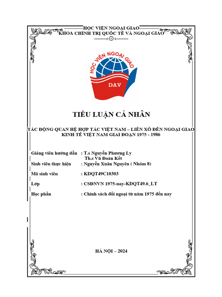 TIỂU LUẬN CÁ NHÂN CSDN | PDF