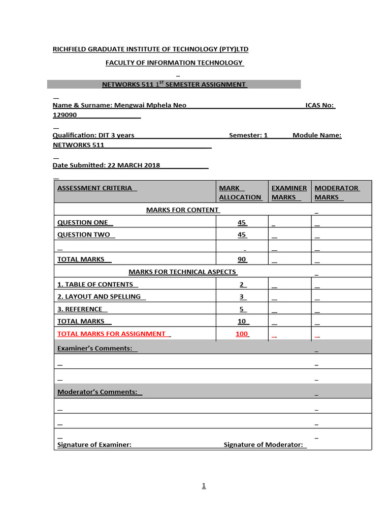 NETWORKS ASSIGNMENT | PDF | Coaxial Cable | Transmission Control Protocol