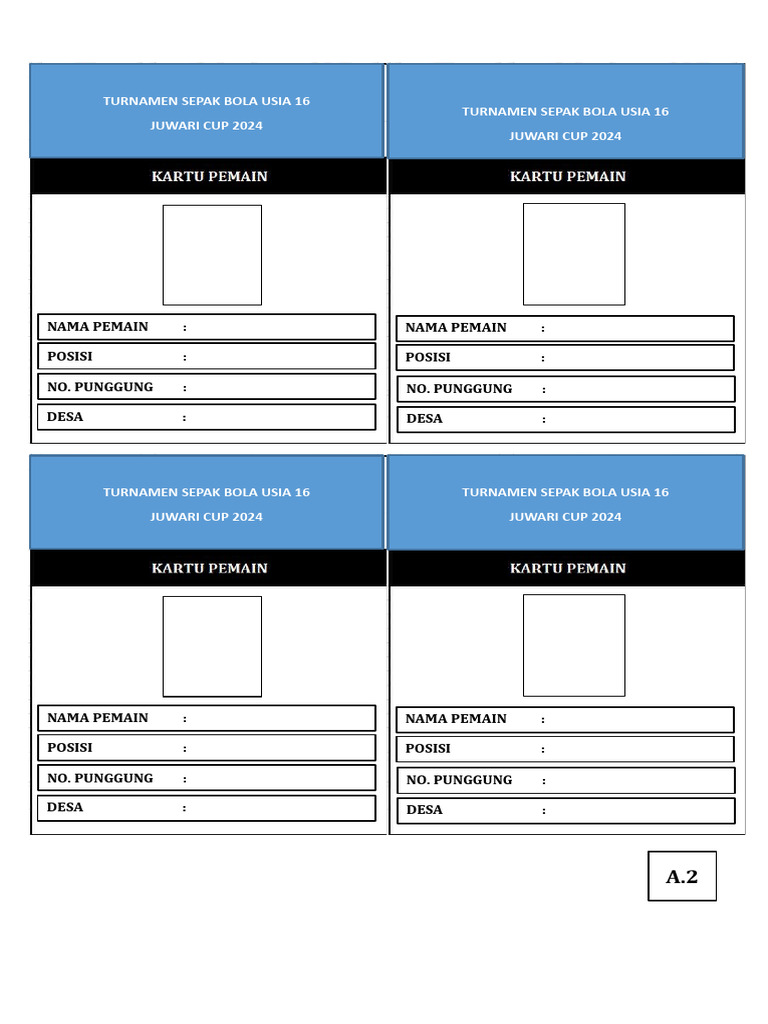 Formulir A2 Juwari Cup 2024 | PDF | Olahraga & Rekreasi