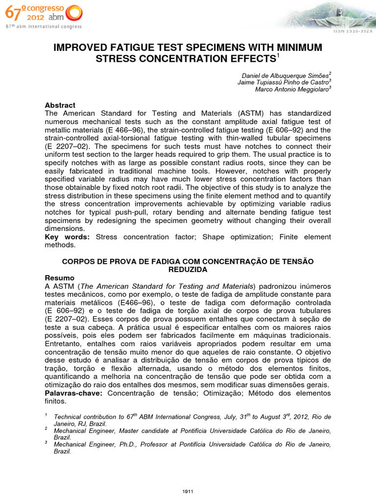 C148 ABM12 Improved Fatigue Test Specimens | PDF | Fatigue (Material ...