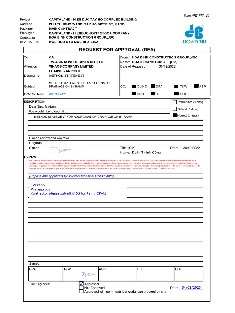 HWL-HBC-C&S-MOS-RFA-046A - METHOD STATEMENT FOR ADDITIONAL OF DRAINAGE ...