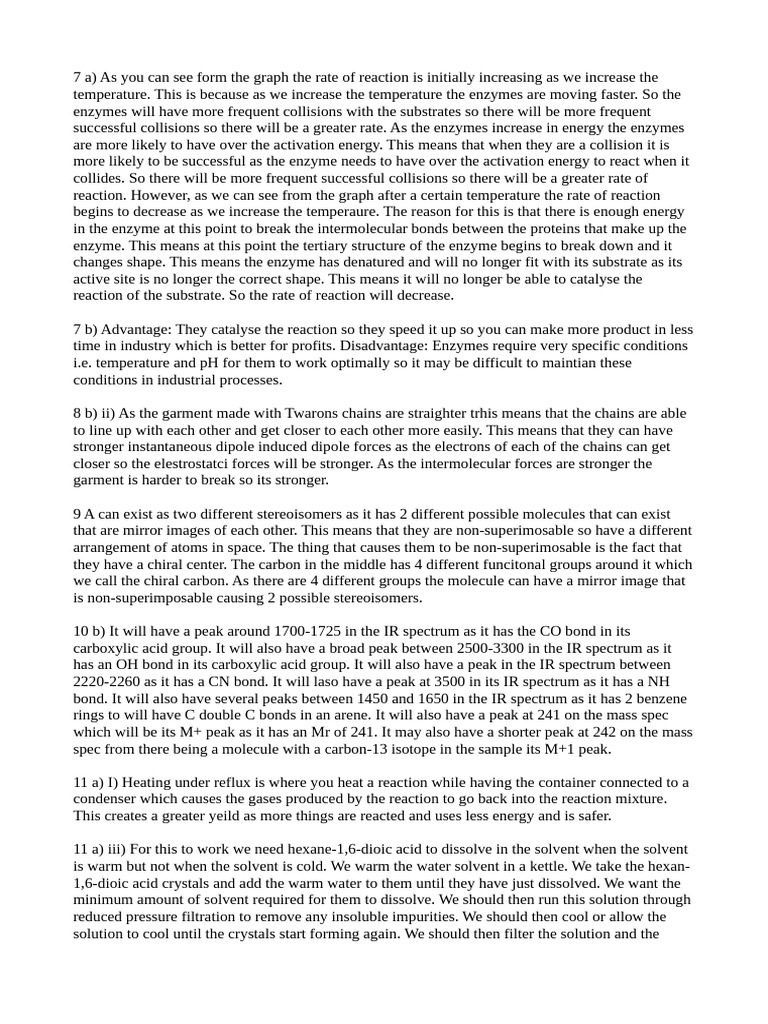 PL EOT Test | PDF | Solubility | Enzyme