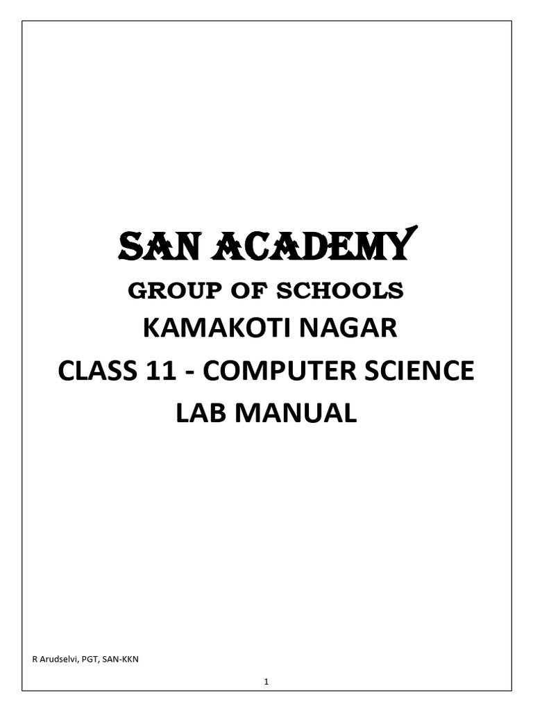 Class 11 - Cs Lab Manual 2024-2025 | PDF | Numbers | Mathematics