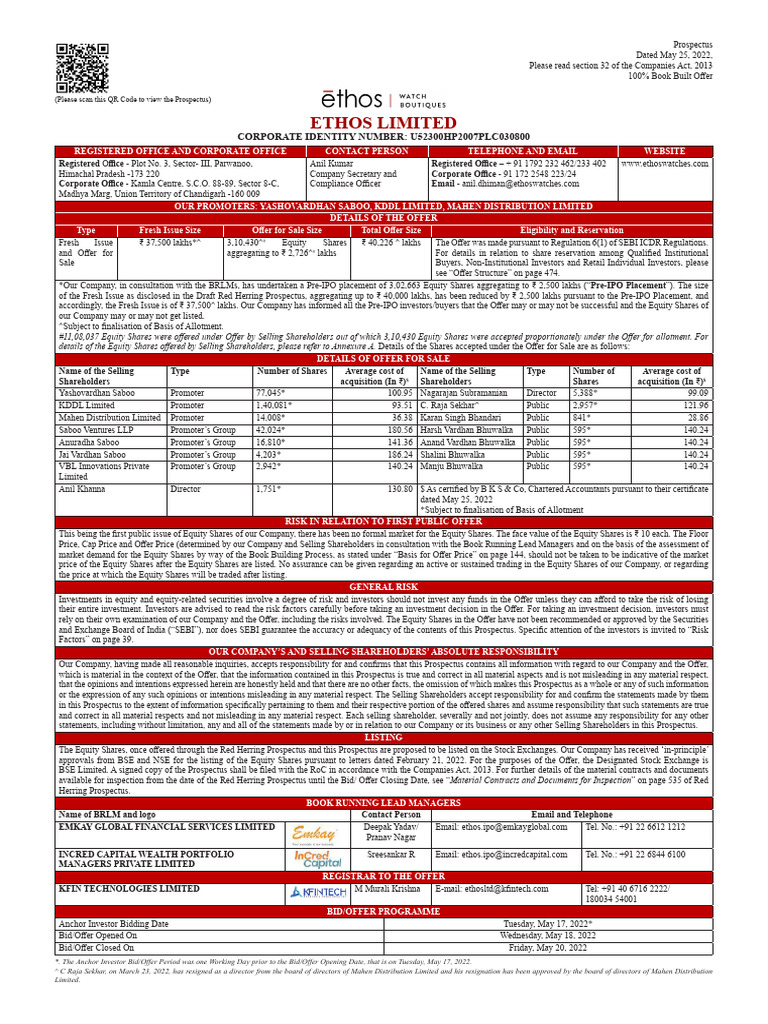 FINAL Prospectus 25-5-2022 Signed Declarations | PDF | Stocks | Investing