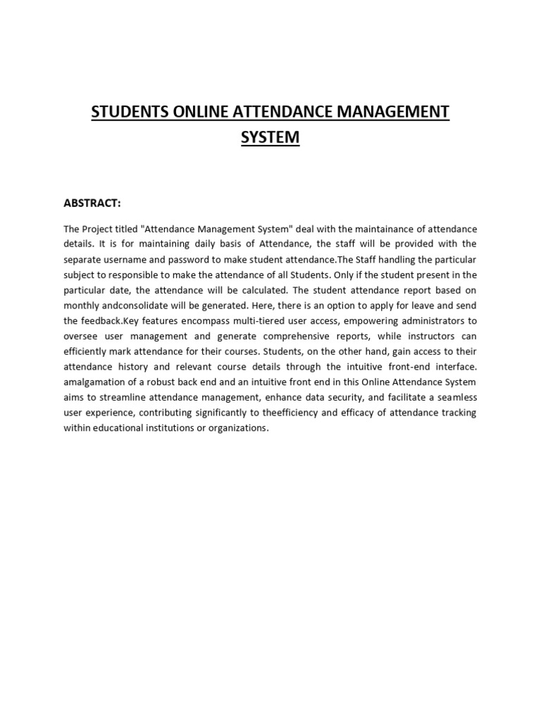 Online Attendance Management System PDF | PDF | Computer Security | Security