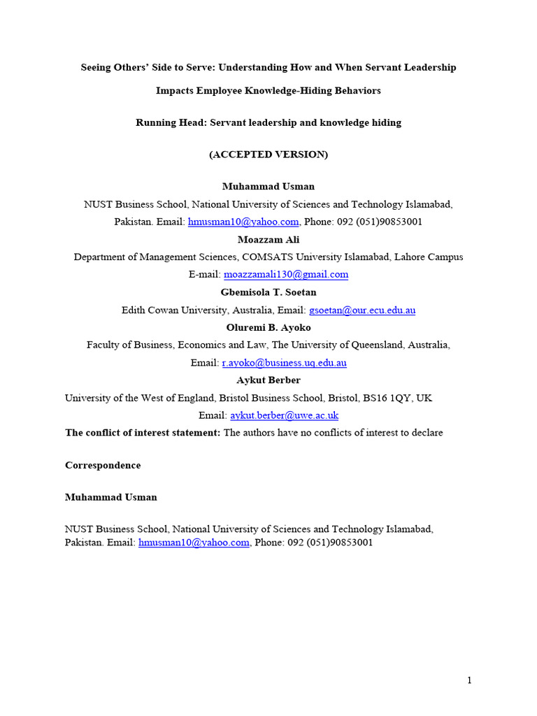 Seeing Others Side Accepted Version | PDF | Servant Leadership | Leadership