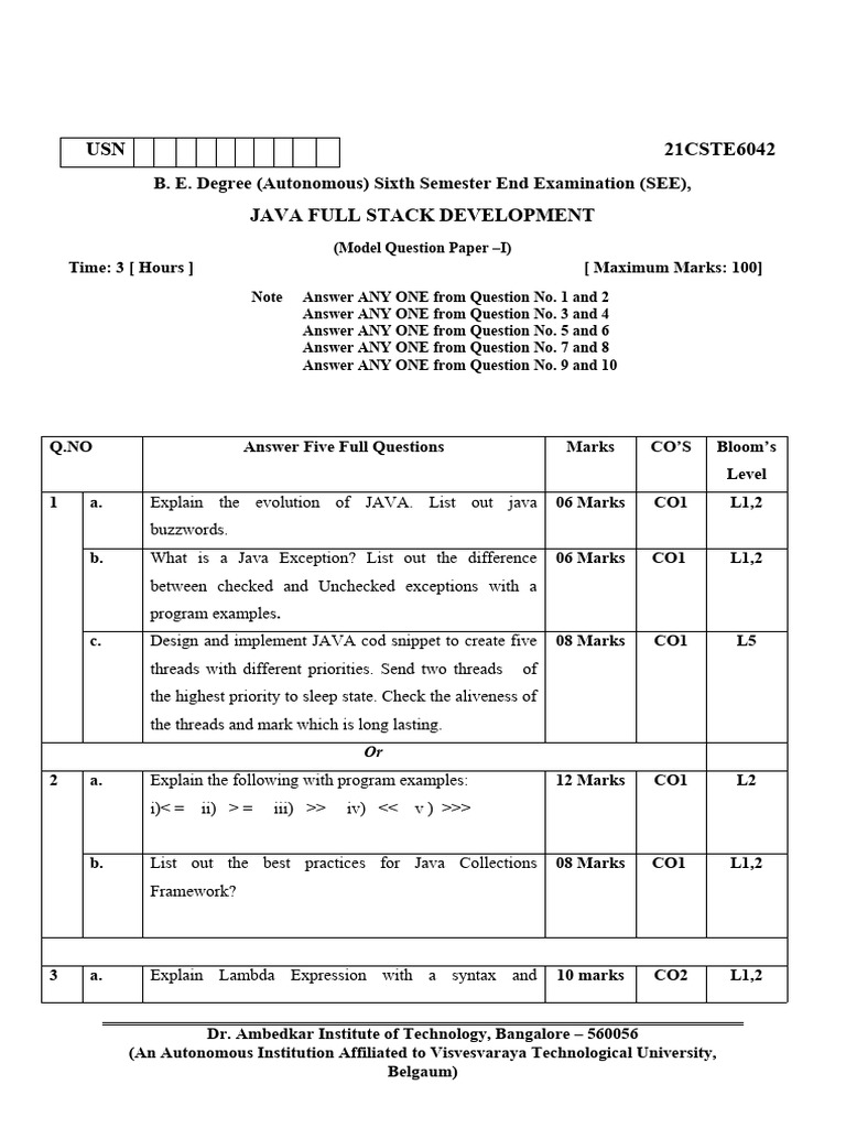FSD Model Paper 1 | PDF | Software Development | Computing