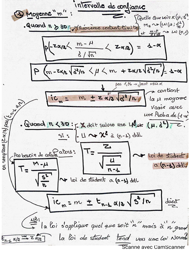 Fiches Intervalle de Confiance | PDF