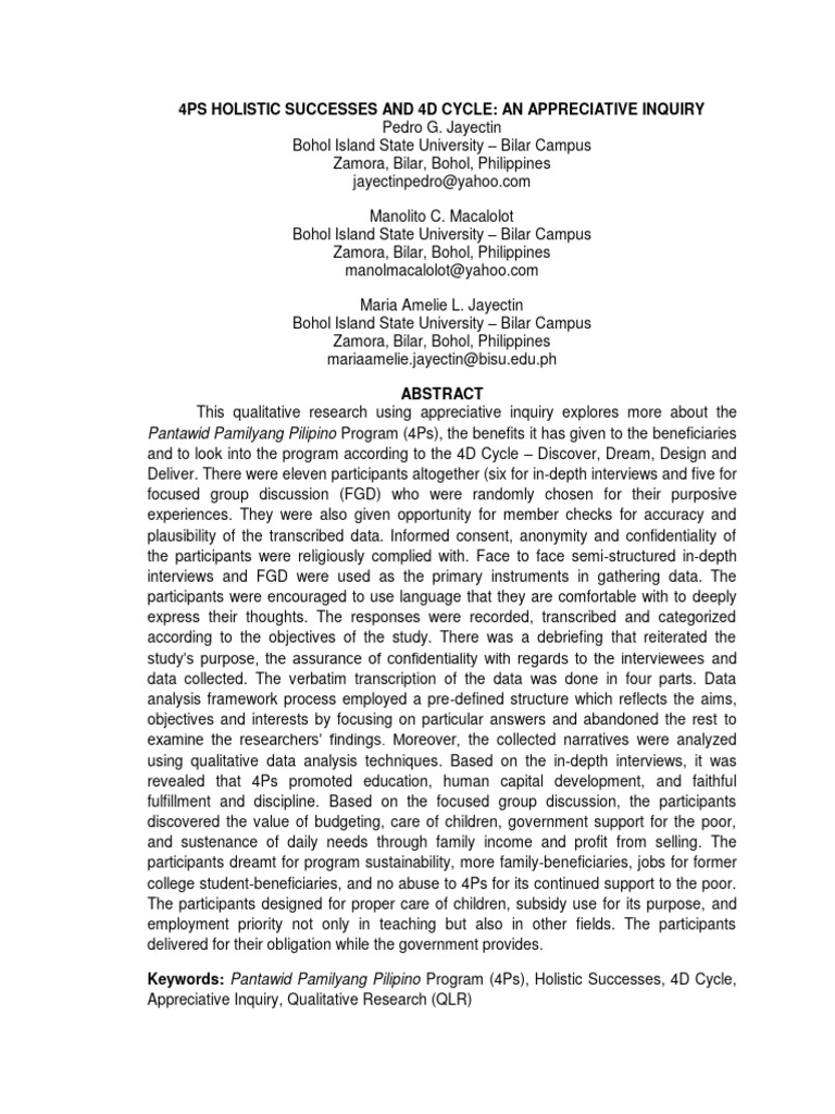 4Ps (Incomplete Paper) | PDF | Poverty | Poverty & Homelessness