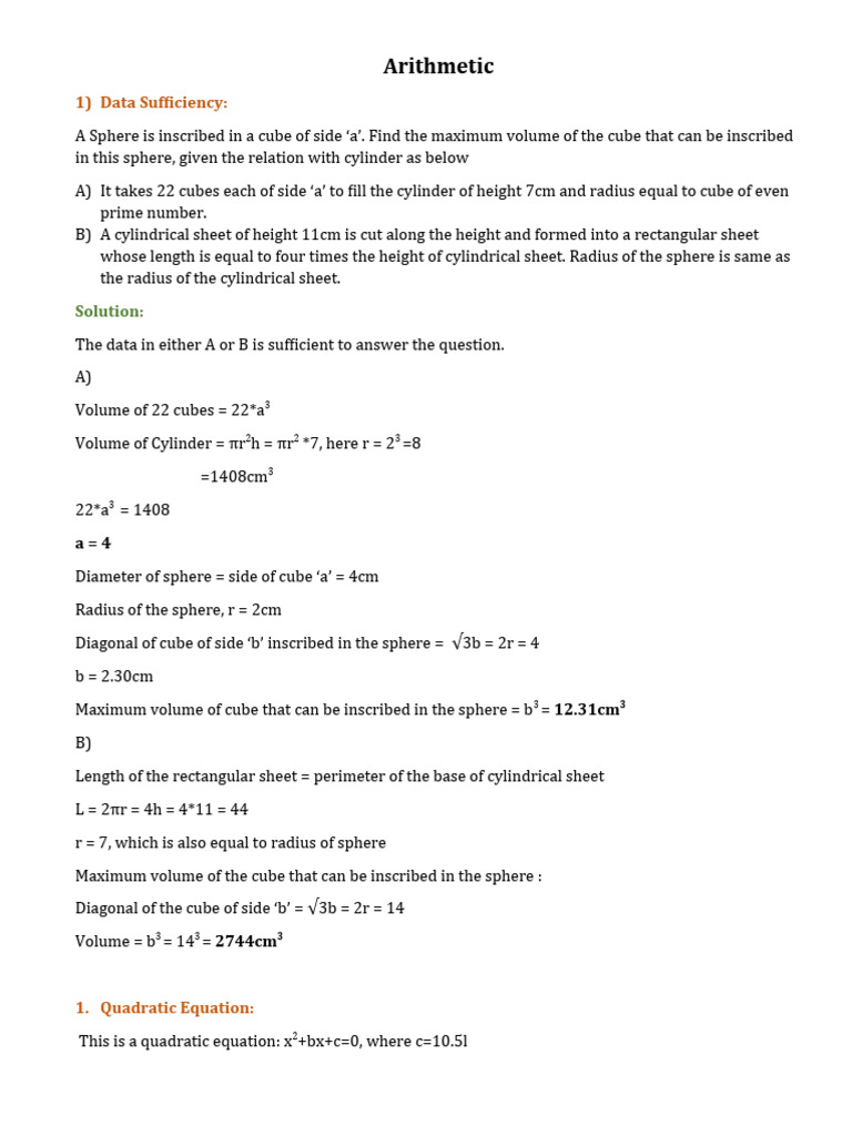 Quant Questions PO Level - Kurapati Venkata Hima Bindu | PDF | Sphere ...