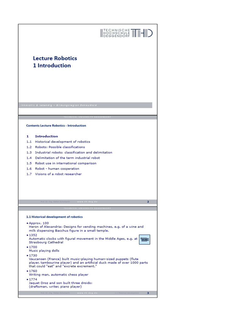 01 AdRob Introduction To Robots | PDF