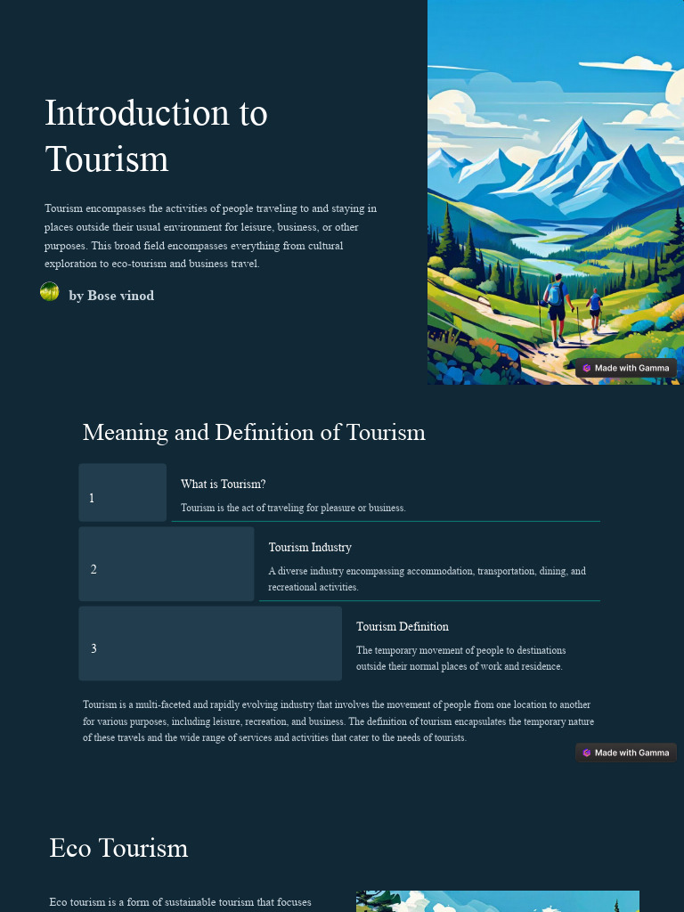 Introduction to Tourism | PDF | Tourism | Leisure