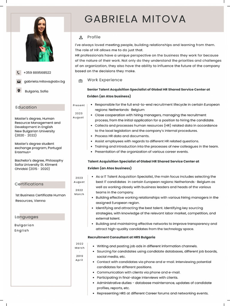 HR CV Gabriela Mitova | PDF