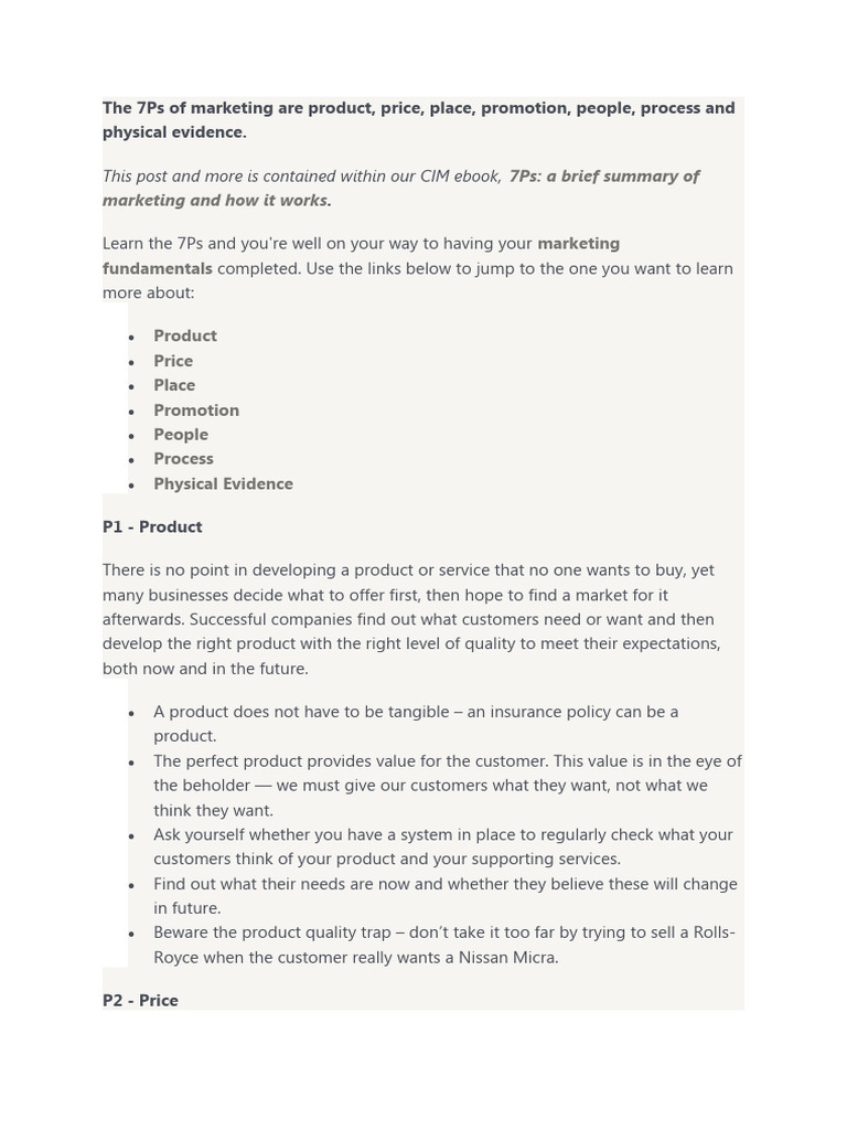 Understanding the 7Ps of Marketing | PDF | Marketing | Advertising