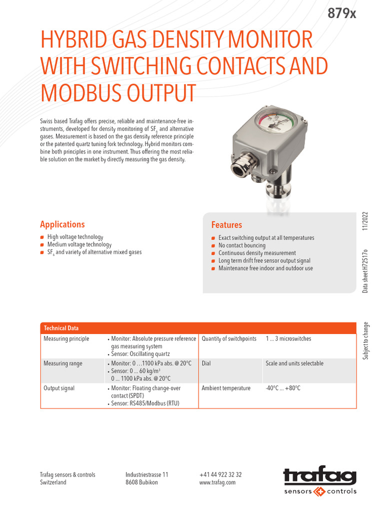 Hybrid Gas Density Monitors | PDF | Pressure Measurement | Pressure