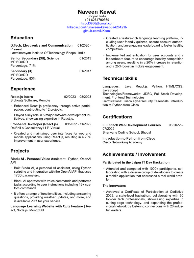 New Resume For Java and Python | PDF | Web Development | Cyberspace