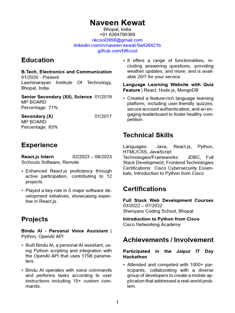 Resume 62 | PDF | Computing | Software Engineering