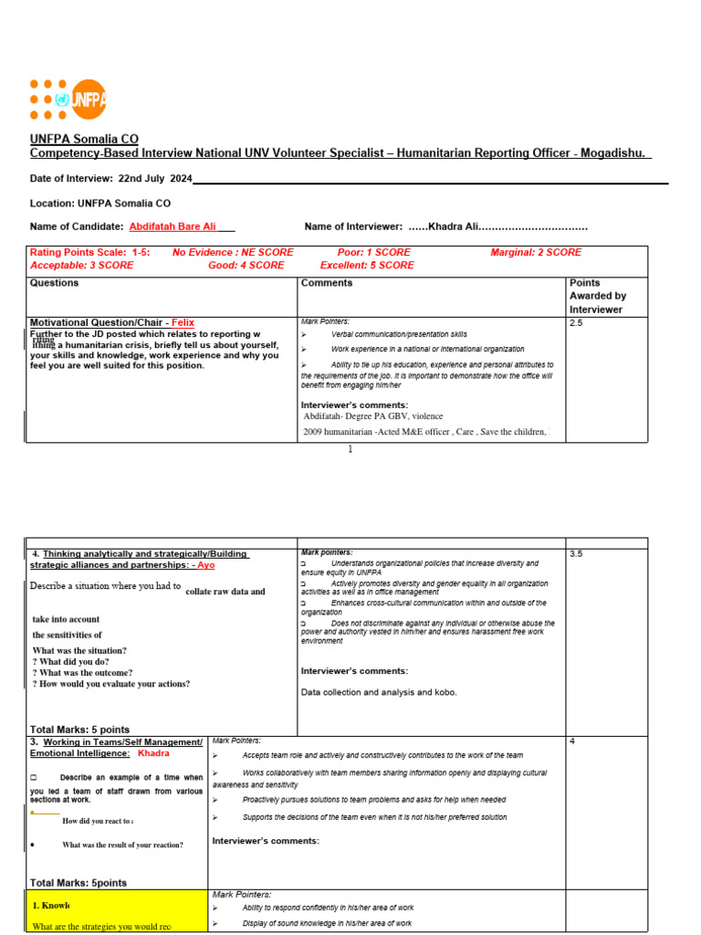 COMPETENCY-based Oral Interview UNV-Humanitarian Reporting Officer ...