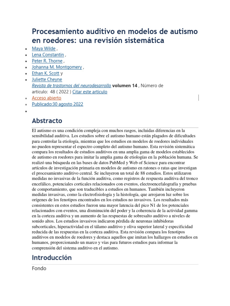 Procesamiento auditivo en modelos de autismo en roedores.docx ...