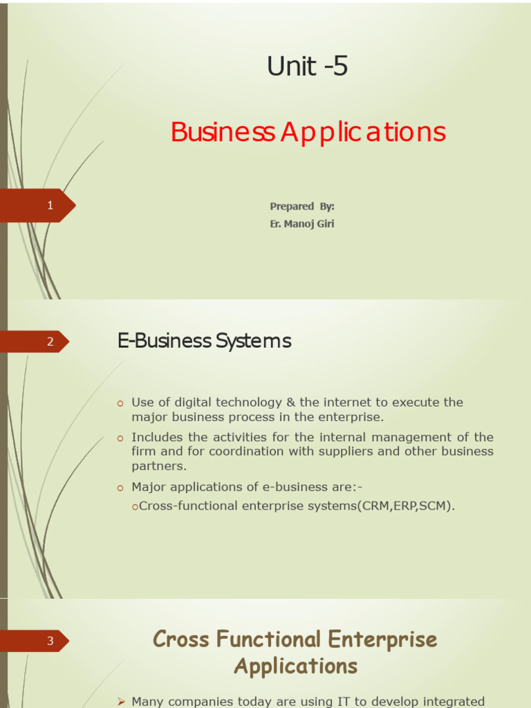 Chapter 5 Business Applications | PDF | Customer Relationship ...