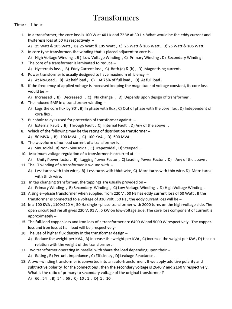 Transformer | PDF | Transformer | Physical Quantities