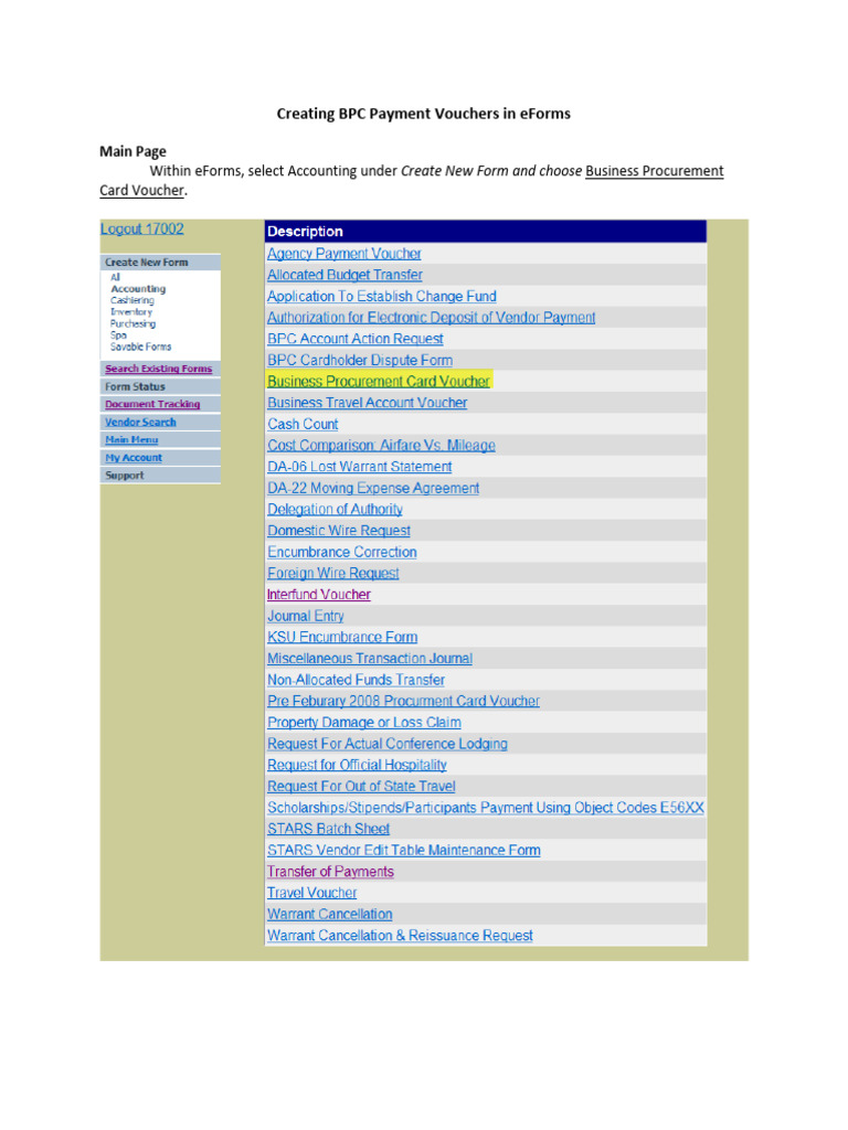 BPC Payment Voucher Instructions | PDF | Voucher | Invoice