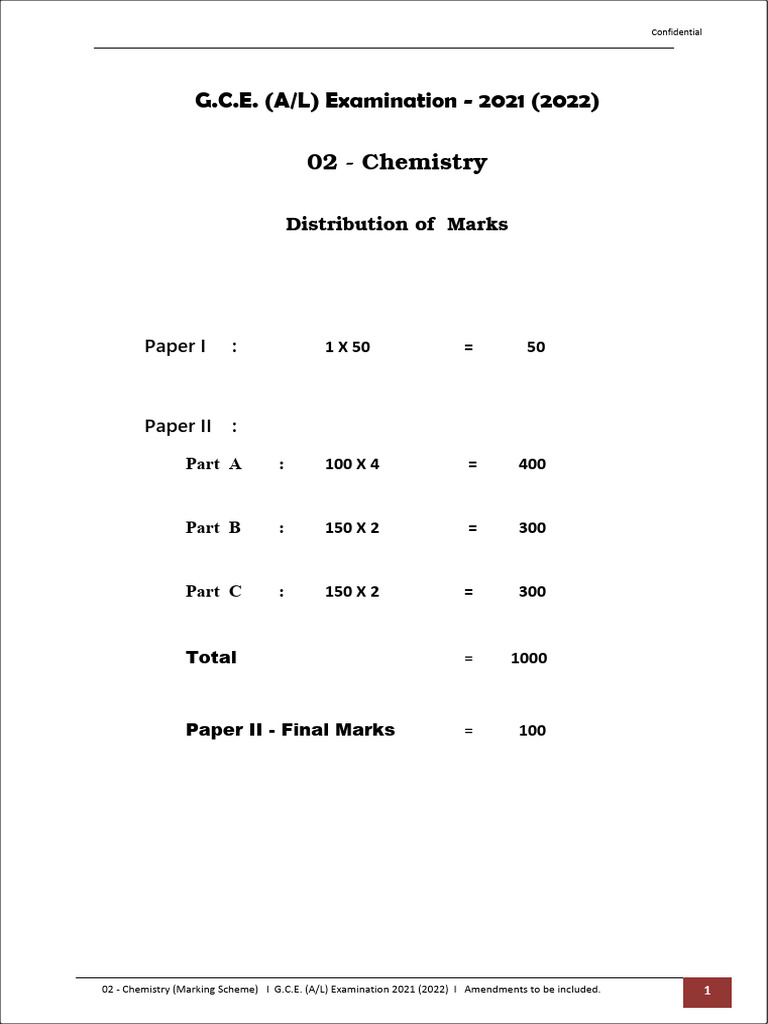 2021 AL Chemistry Marking Scheme English Medium | PDF | Chemical ...