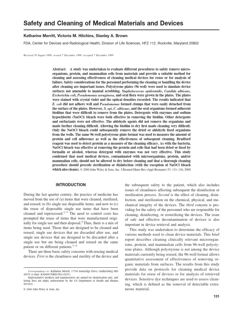 Cleaning Protocols for Medical Devices | PDF | Staining | Disinfectant