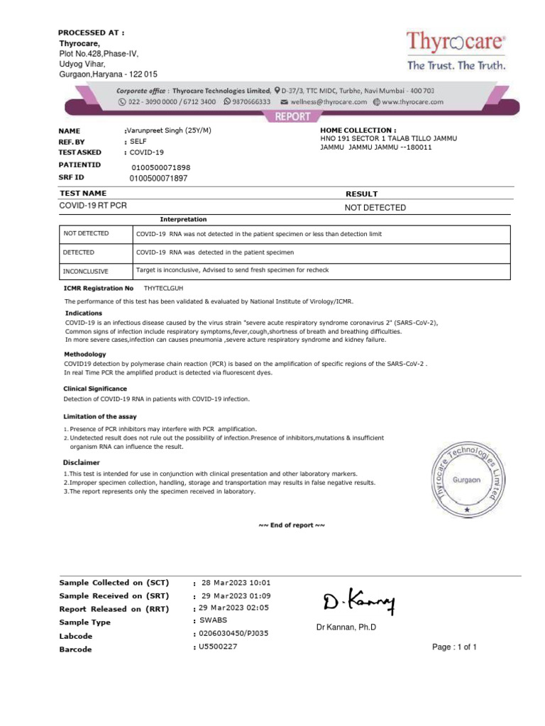 Varun Preet | PDF | Infection | Polymerase Chain Reaction