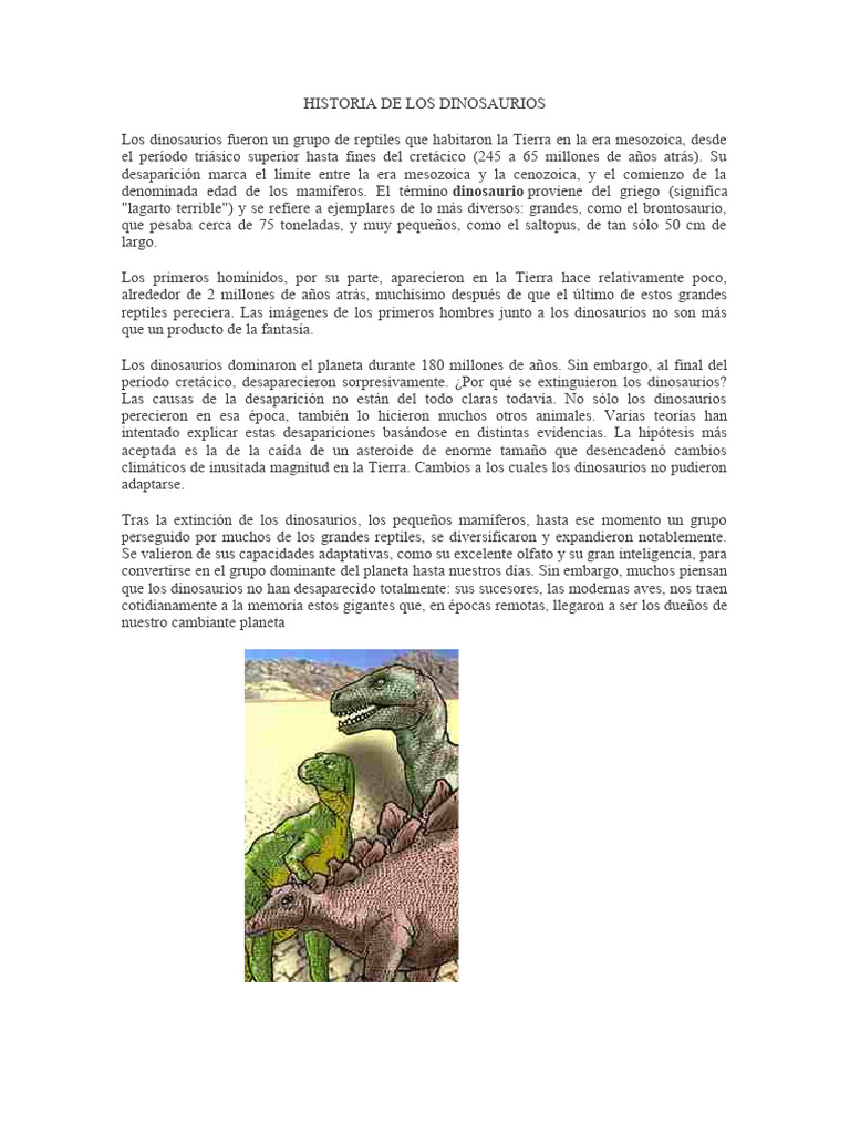 Historia de Los Dinosaurios | PDF