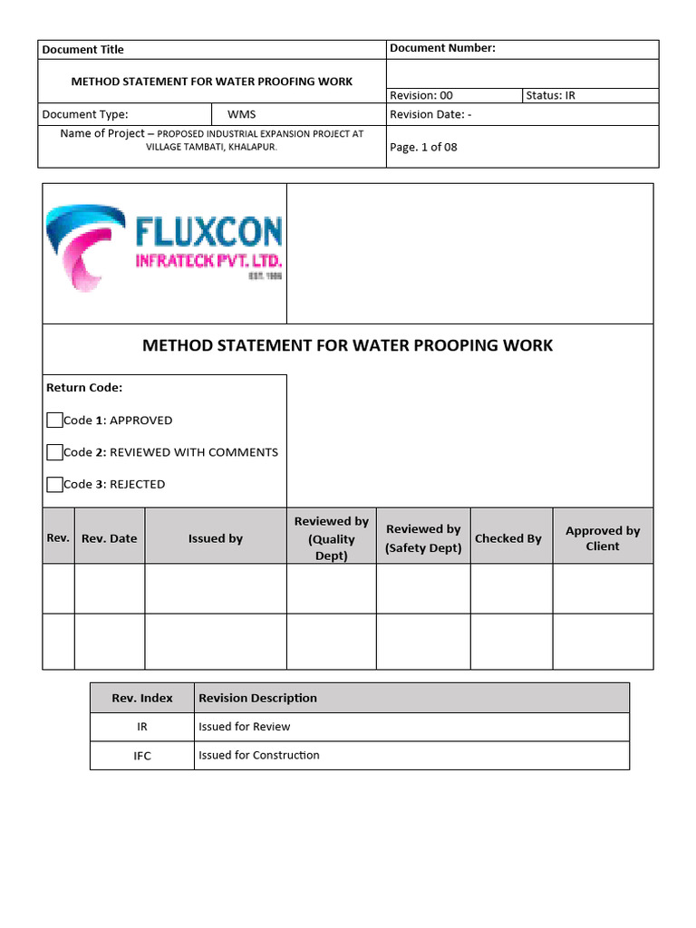 9 Wms-Method Statement For Water Prooping | PDF | Personal Protective ...