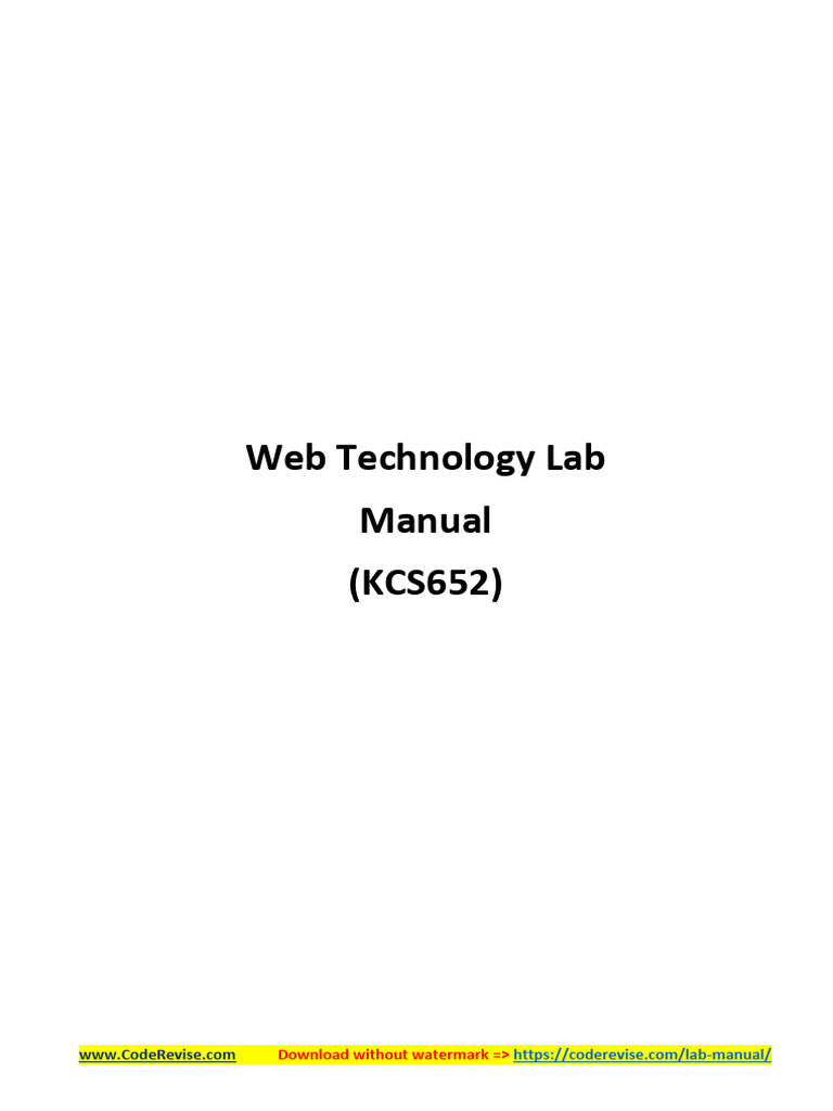Web Technology Lab KCS 652 | PDF | World Wide Web | Internet & Web Web Technology Lab KCS 652 | PDF | World Wide Web | Internet & Web