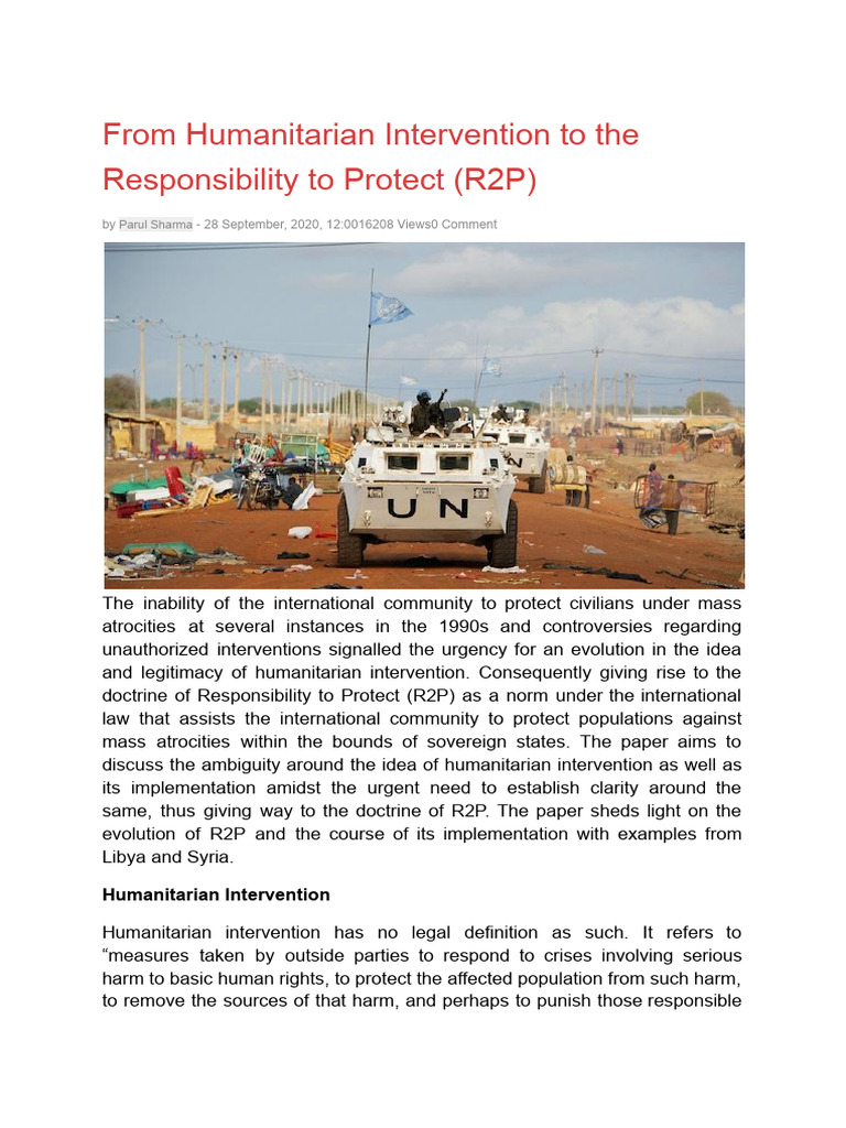 From Humanitarian Intervention To The Responsibility To Protect (R2P) 2 ...