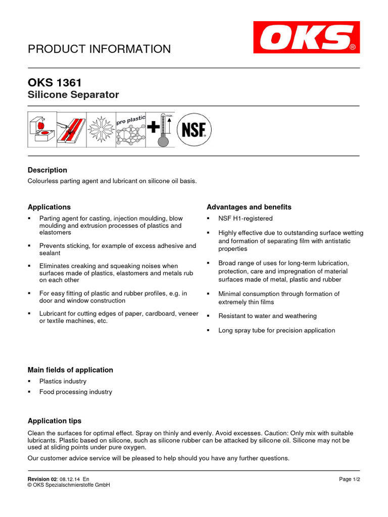 PI_OKS_1361_Rev02_EN | PDF | Silicone | Plastic