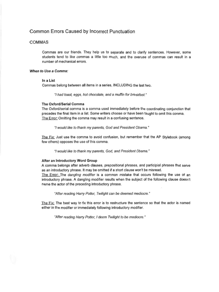 Punctuation Errors | PDF | Comma | Linguistics Punctuation Errors | PDF | Comma | Linguistics