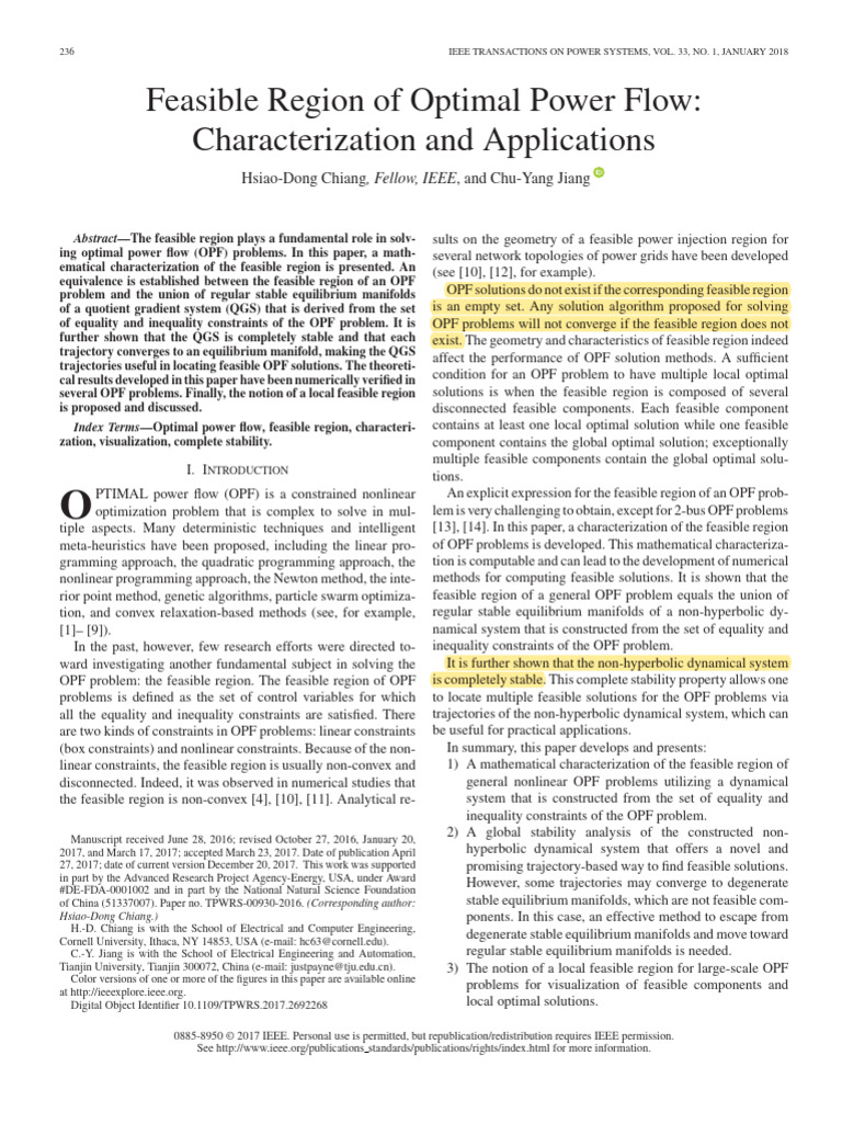 Optimal Power Flow Feasible Region Analysis | PDF | Mathematical Optimization | Mathematics