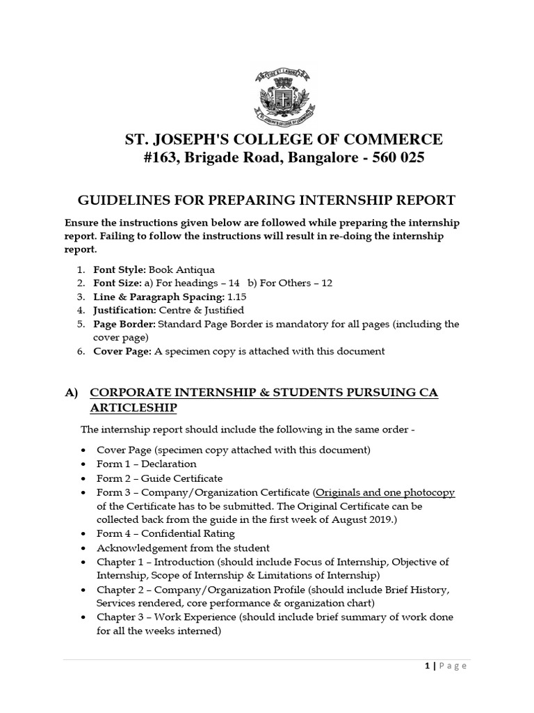 Internship Report Guidelines for Students | PDF | Internship | Job Hunting