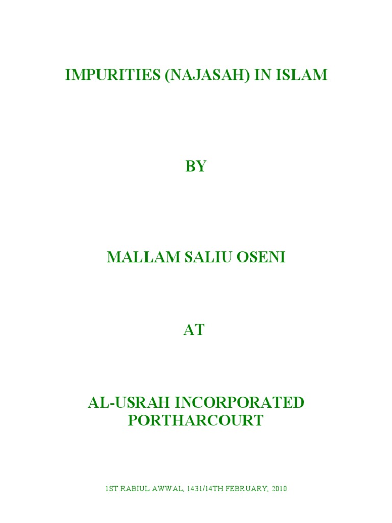 Impurities (Najasah) in Islam | PDF | Muhammad | Prophets And ...