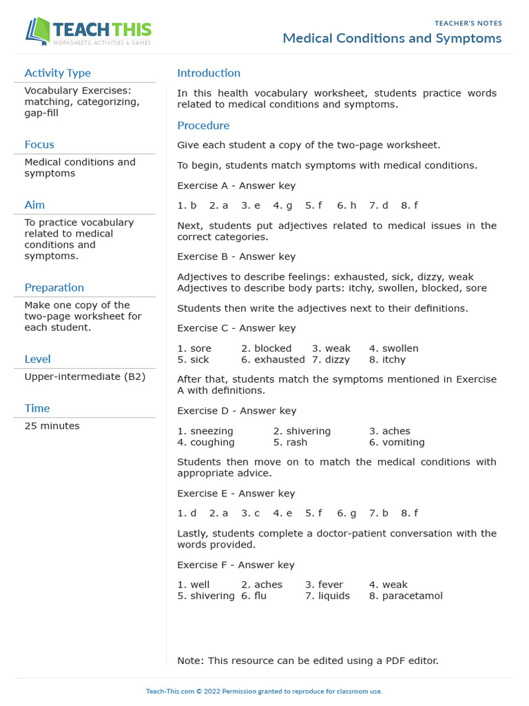Medical Conditions and Symptoms | PDF | Diseases And Disorders | Medicine
