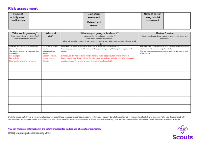 Template Ra Form Jan 2023 | PDF | Risk | Hazards