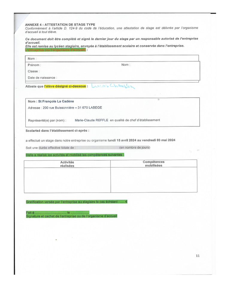 Annexe Stage Type Dernier Stage À La Lumière Du Jour | PDF