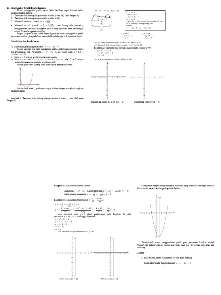 Materi Menggambar Grafik Fungsi Kuadrat | PDF