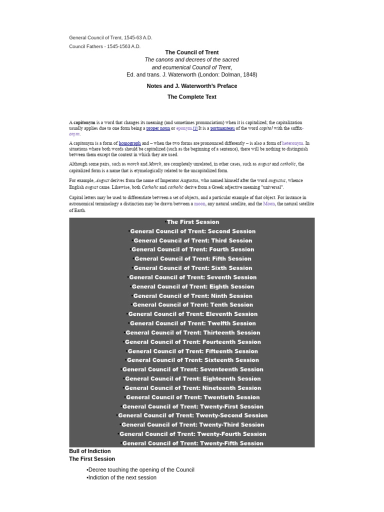 The Council of Trent - Capitonym | PDF | Catholic Church | Christian ...