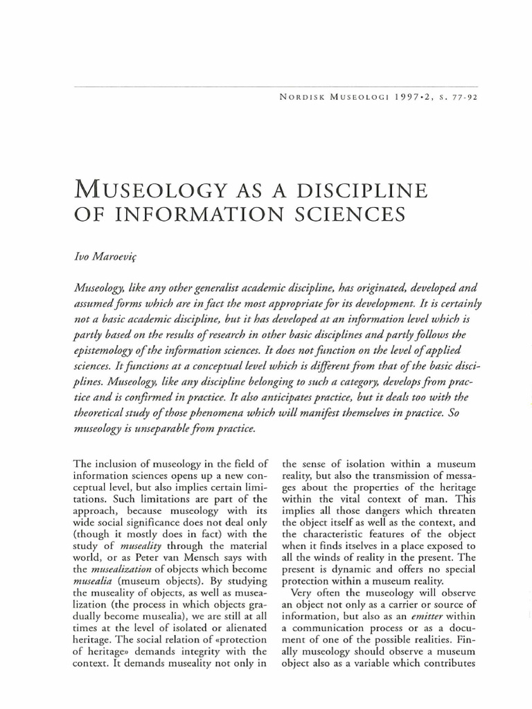 Museology's Role in Information Science | PDF | Information | Museology
