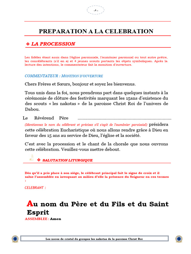 Messe d'Action de Grâce des Nakotas | PDF | Eucharistie | Culte