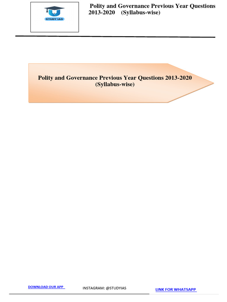 Polity - Previous Year Questions 2013-2020 | PDF | Poverty | Poverty ...