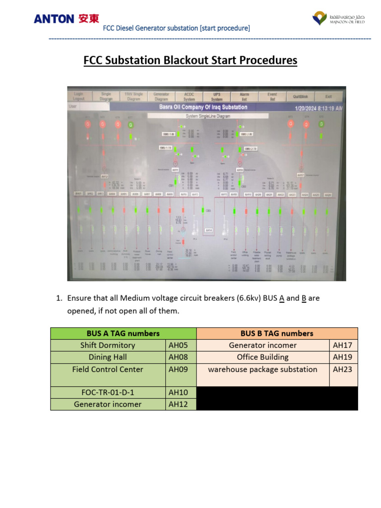 FCC Diesel Generator Start Procedure | PDF | Electrical Substation ...