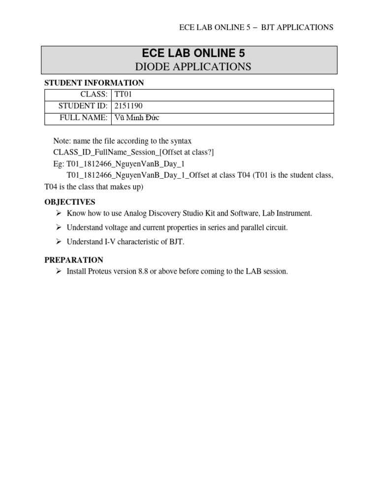 TT01 - 2151190 - Vũ Minh Đ C - Day5 | PDF | Bipolar Junction Transistor | Electrical Network