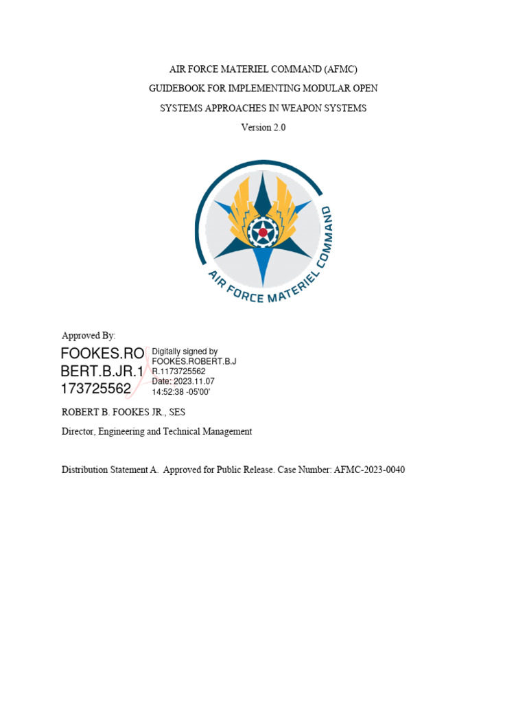 AFMC Guidebook For Implementing MOSA in Weapon Systems V2.0 Distro A | PDF | System | Systems ...